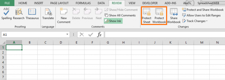 How to protect a worksheet except for individual cells in Excel