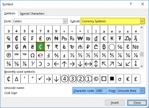 How to insert a cent symbol (¢) in Excel
