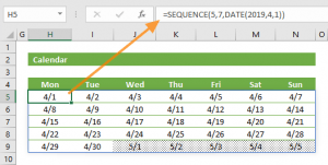 How to generate a date list using the SEQUENCE function