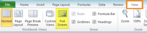 How to switch to Excel full screen mode