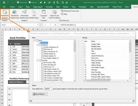 How to get Workbook Statistics in Excel