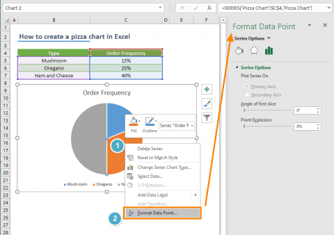 How to create a pizza chart in Excel
