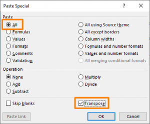 How to cut and paste transpose in Excel