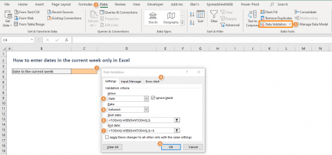 Date in Excel: How to Enter Dates Only in the Current Week?