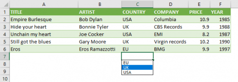 How to use the "Pick from drop-down list" feature in Excel
