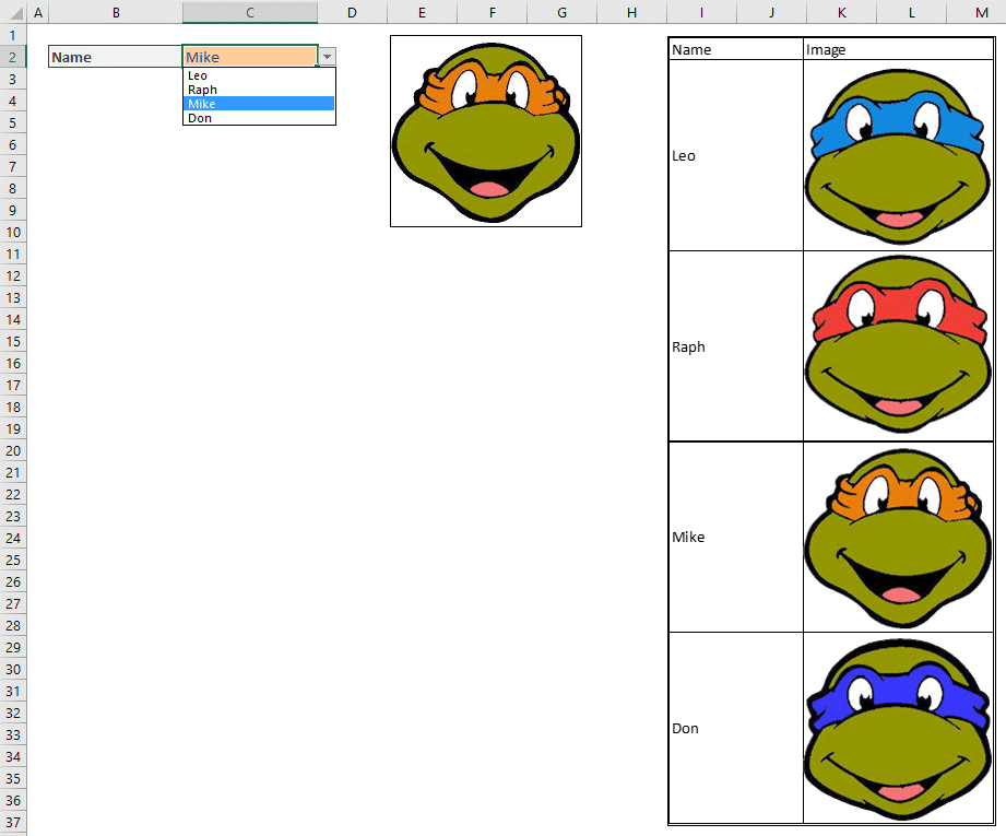 How to do an image lookup in Excel