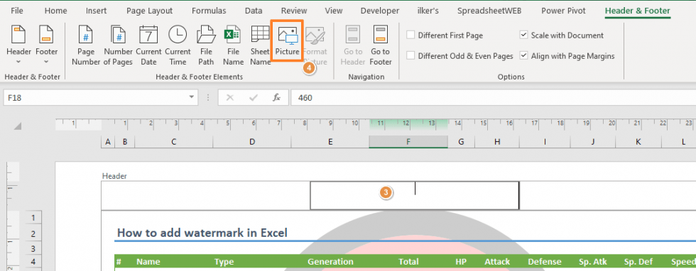 How to add watermark in Excel