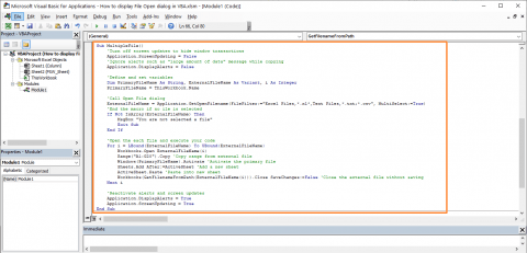 How to display File Open dialog in VBA