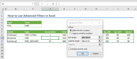 How to use Advanced Filters in Excel
