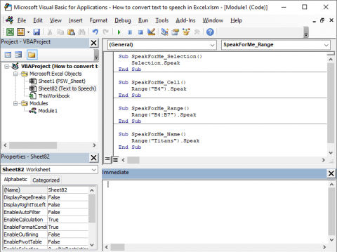 How to convert text to speech in Excel