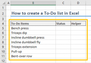 How to create a To-Do list in Excel