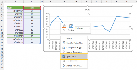 How to create a step chart in Excel