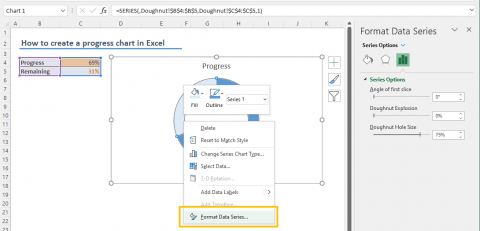 How to create a progress chart in Excel