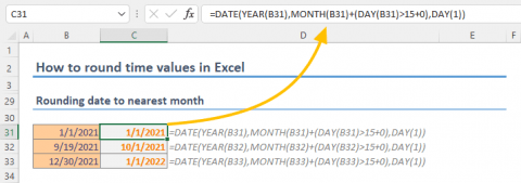 How to round date values in Excel