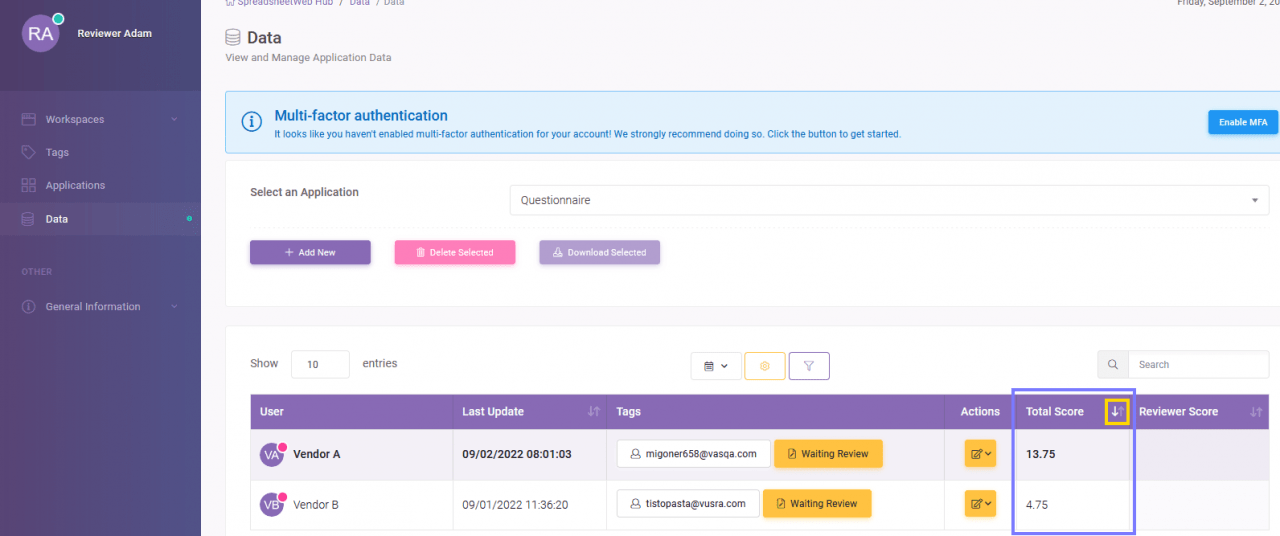 Building Scored Questionnaires with SpreadsheetWeb Hub