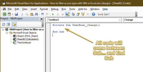 How to filter as you type with VBA in Excel