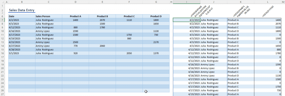 How to Unpivot Data with New Excel Functions