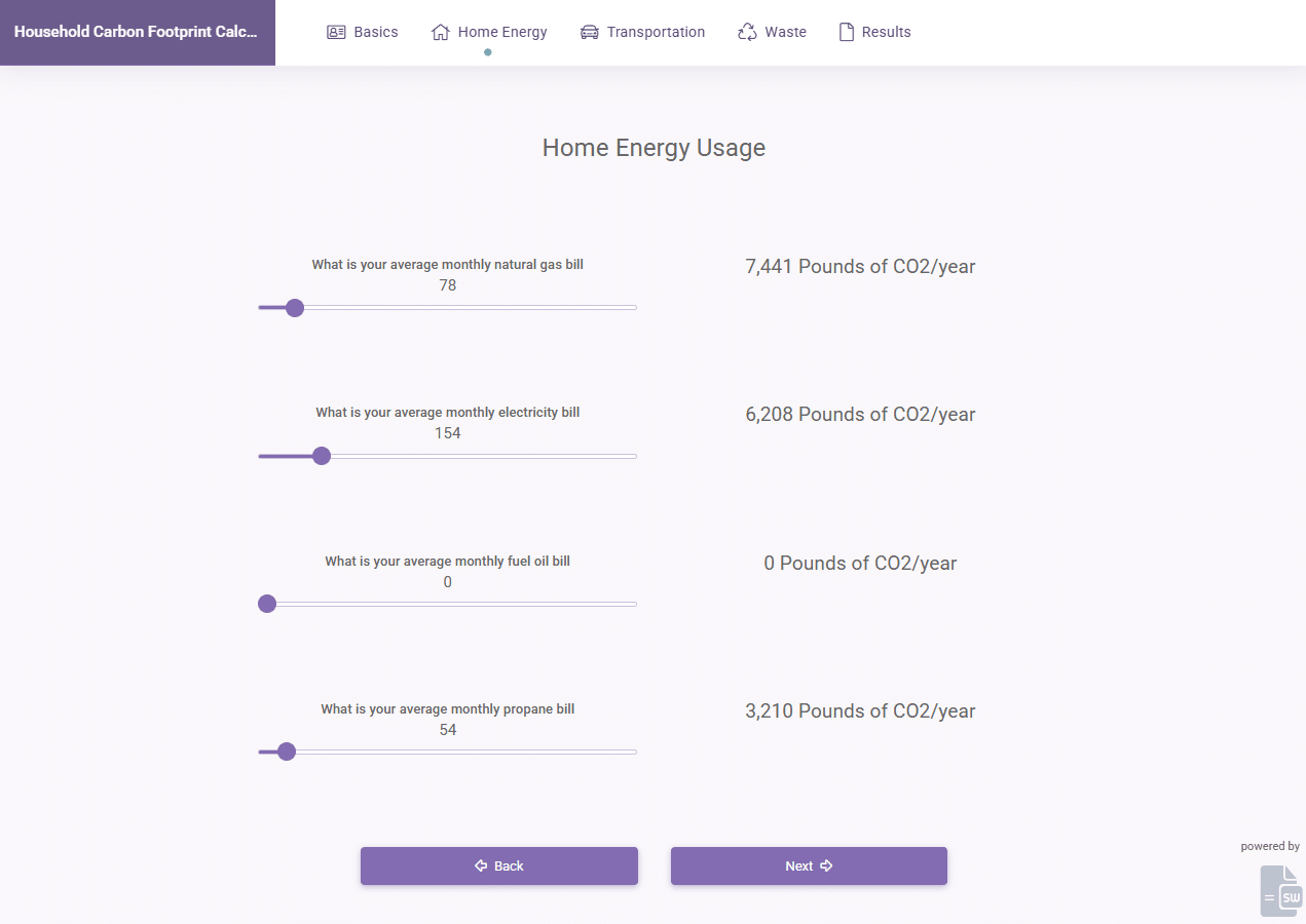 Household Carbon Footprint Calculator | SpreadsheetWeb